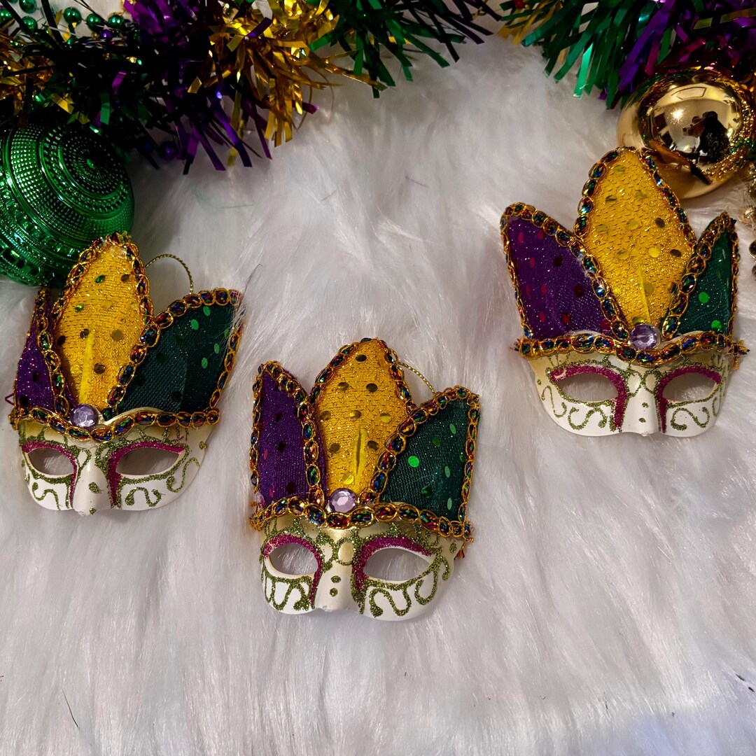 Set of 3! Mardi Gras Jester Magnet, New Orleans Hand Painted Glitter ...