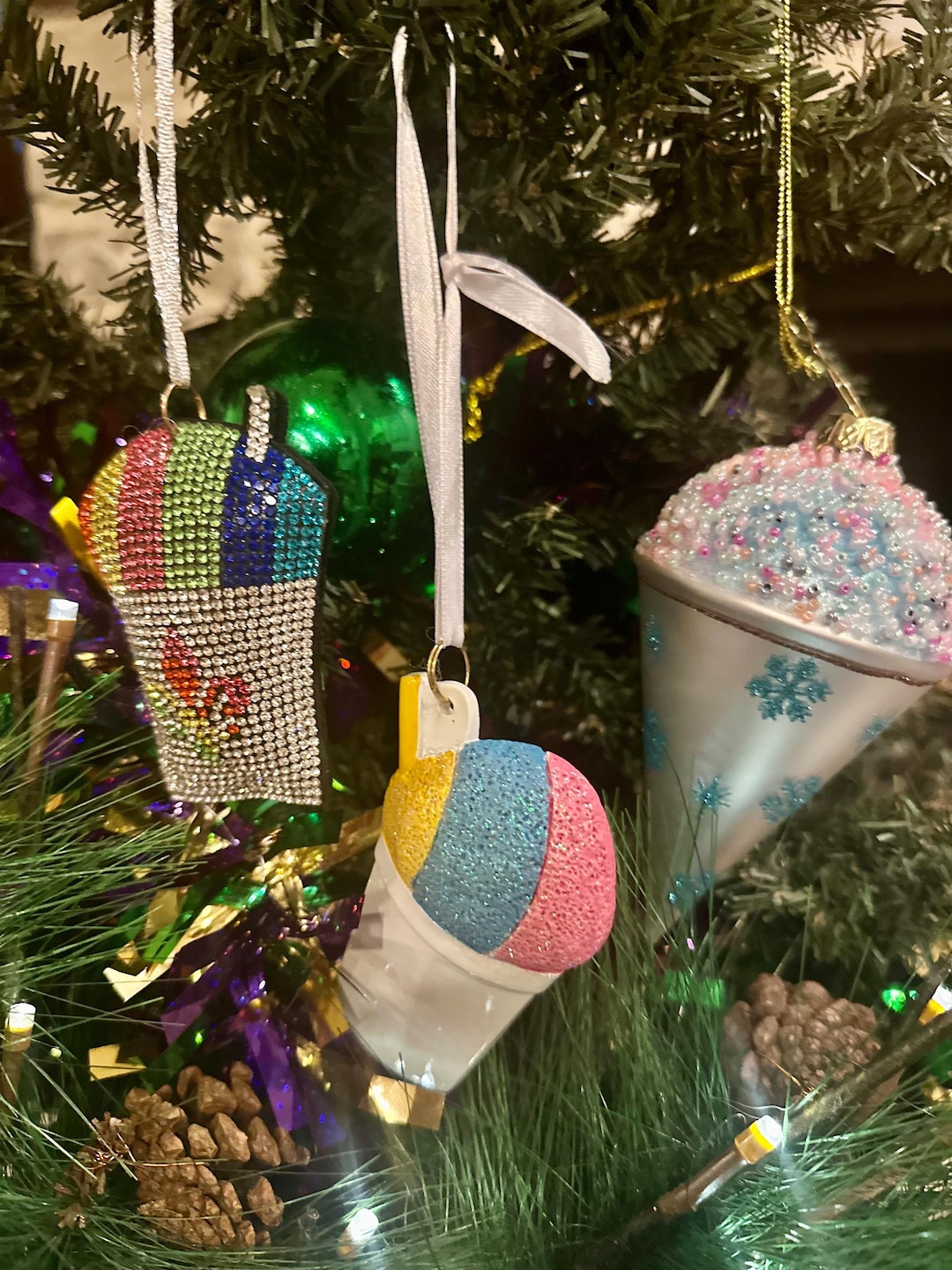 Gift Set of 3 New Orleans Snowball Ornaments, Snow Cone, Bedazzled and ...