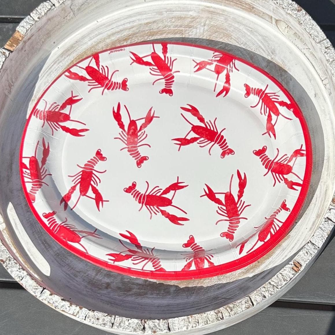 Crawfish Paper Plate, Party Decor, Splatter Wash Design, Disposable ...