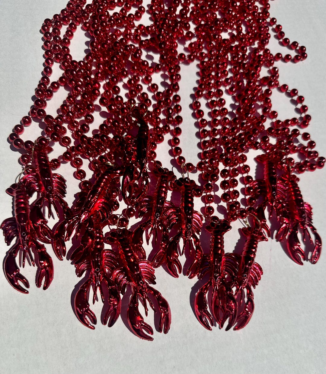Red Crawfish Mardi Gras Beads, New Orleans, Seafood Boil, Craft Supply ...