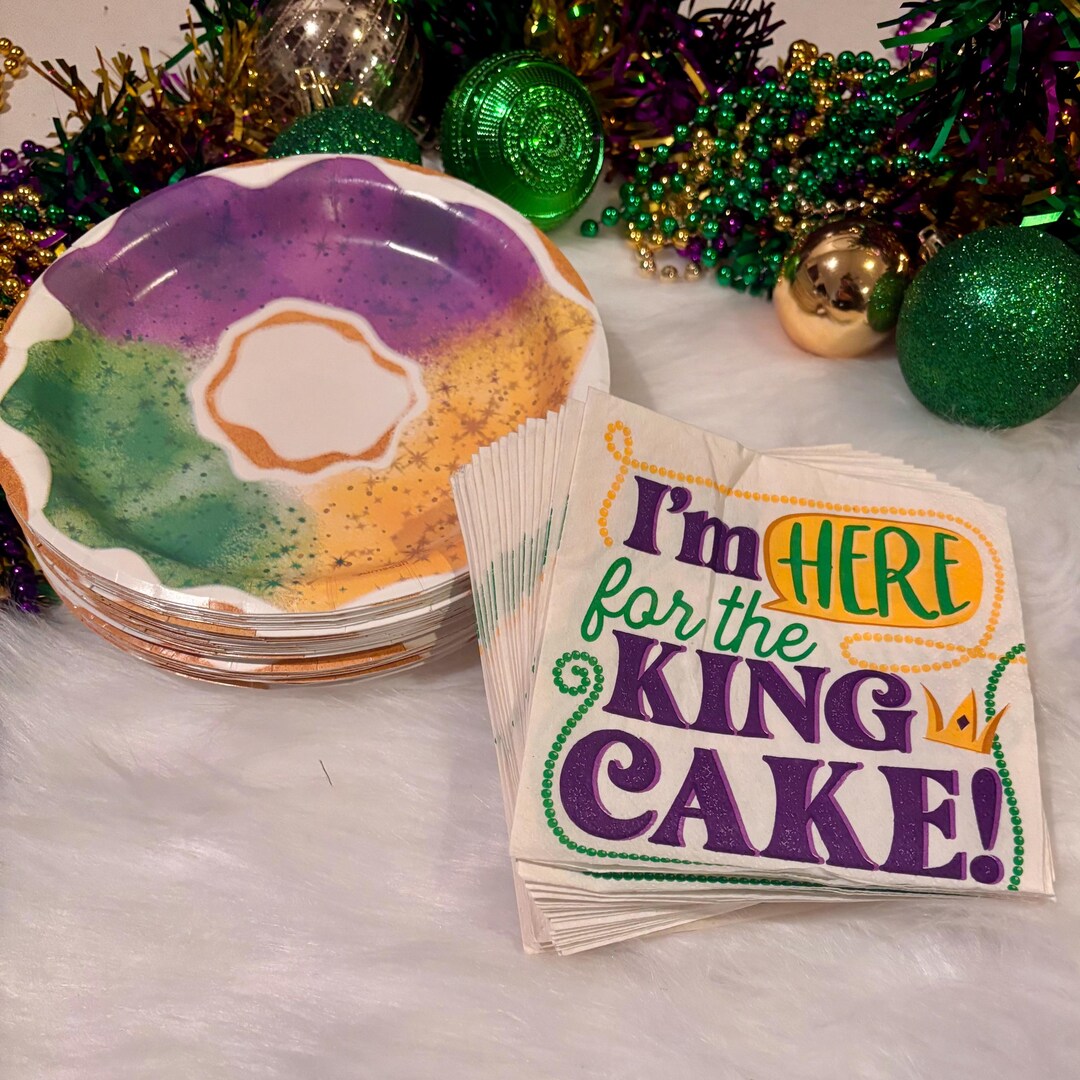 Count Mardi Gras Party Pack, King Cake Paper Plates and Napkins, New ...
