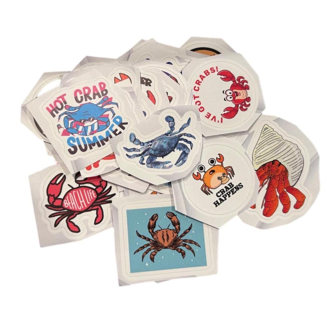 Surprise Random Crab Sticker Pack Selection Seafood Boil Red Crustacean ...