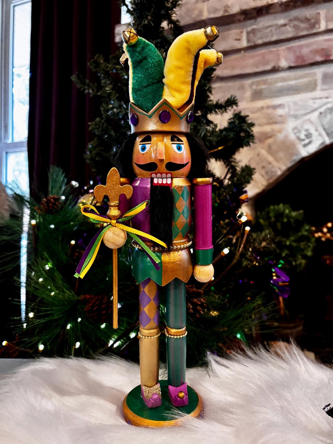 Mardi Gras Fleur De Lis Nutcracker, Jester Nutcracker 12 Inches Tall ...