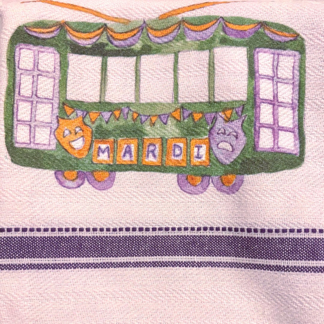 New Orleans Mardi Gras Decorated Trolley Street Car Hand Towel Kitchen ...