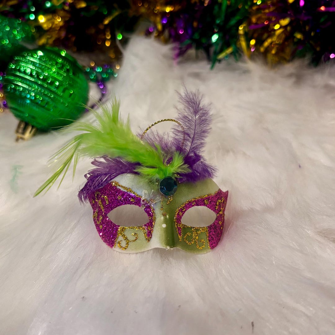 SET OF 3! Mardi Gras Mask Magnets, Feather and Glitter Design, New ...
