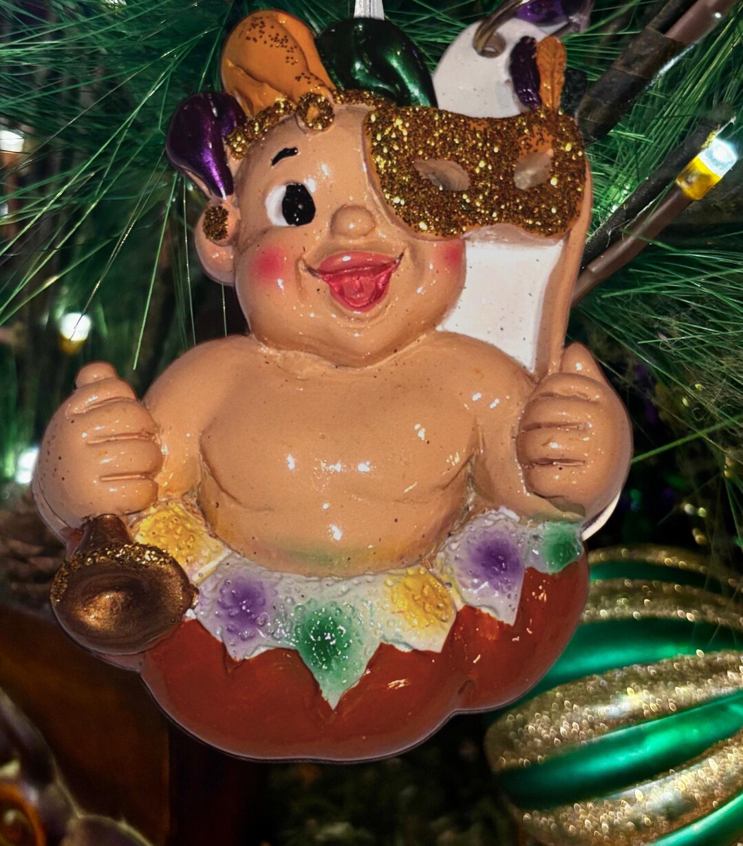 Cute King Cake Baby Jester Ornament New Orleans Mardi Gras Christmas ...