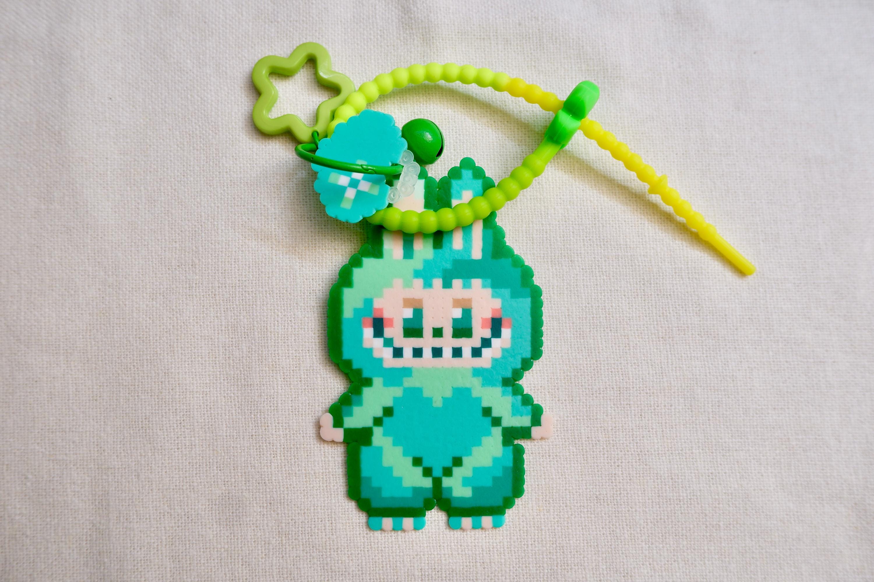 Labubu Inspired Keychain, Pixel Art Perler Bead Charm, 8-bit Art Toy ...