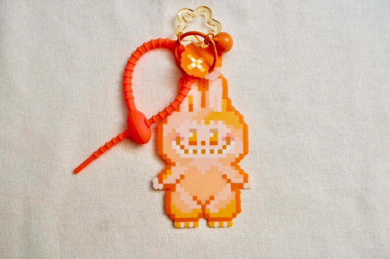 Labubu Inspired Keychain, Pixel Art Perler Bead Charm, 8-bit Art Toy ...