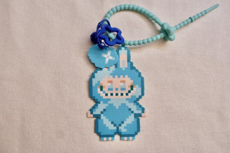 Labubu Inspired Keychain, Pixel Art Perler Bead Charm, 8-bit Art Toy ...