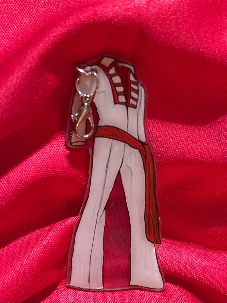 Elvis Inspired Iconic Red Leather Ladder Jumpsuit Keychain or Bag Charm ...