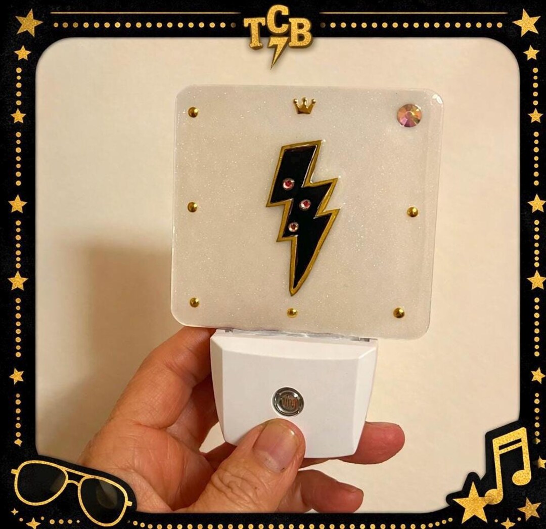 Elvis Inspired TCB Night Light, LED Lightning Bolt Plug-in Light ...