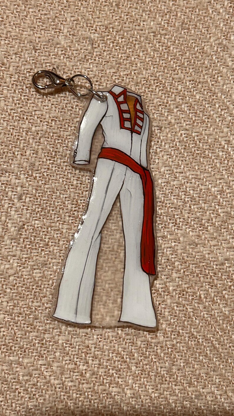 Elvis Inspired Iconic Red Leather Ladder Jumpsuit Keychain or Bag Charm ...
