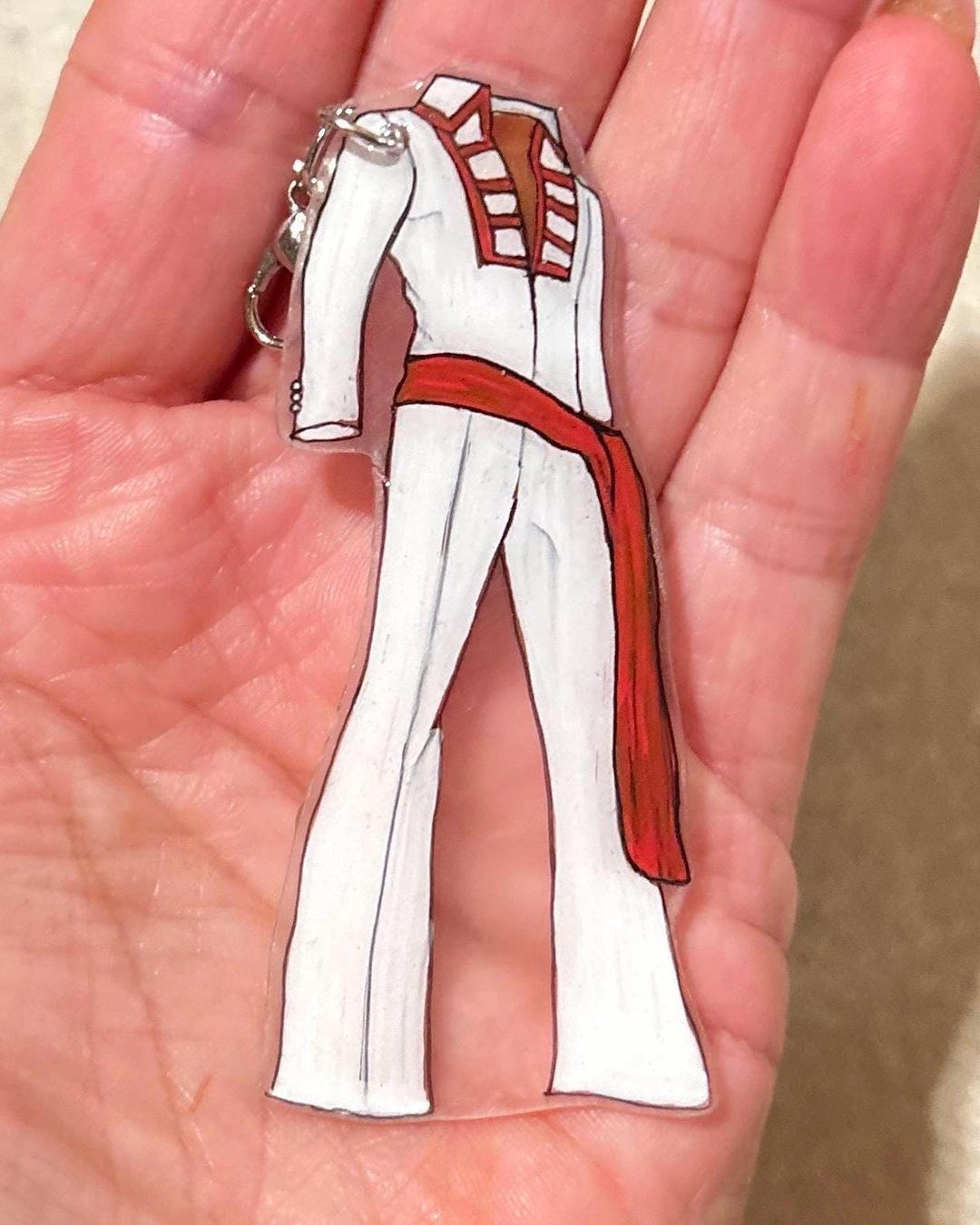 Elvis Inspired Iconic Red Leather Ladder Jumpsuit Keychain or Bag Charm ...
