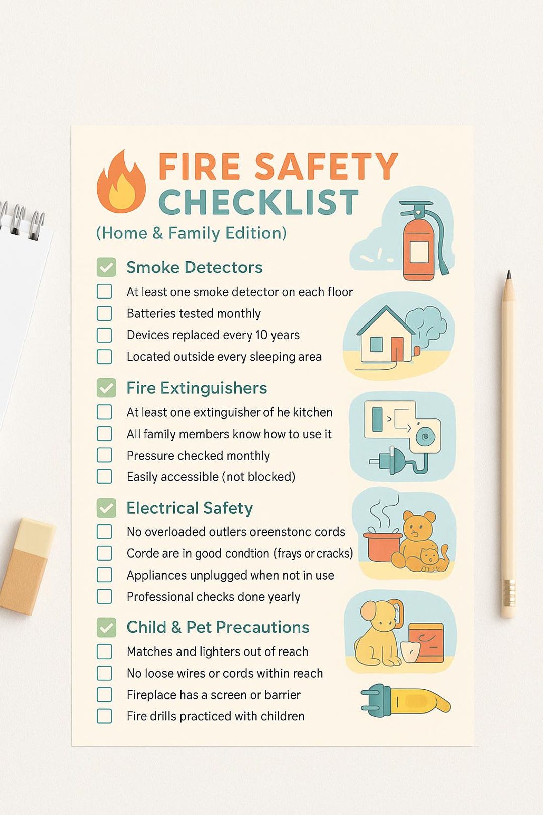 Fire Safety Checklist Printable | Home Safety PDF | Emergency Plan ...