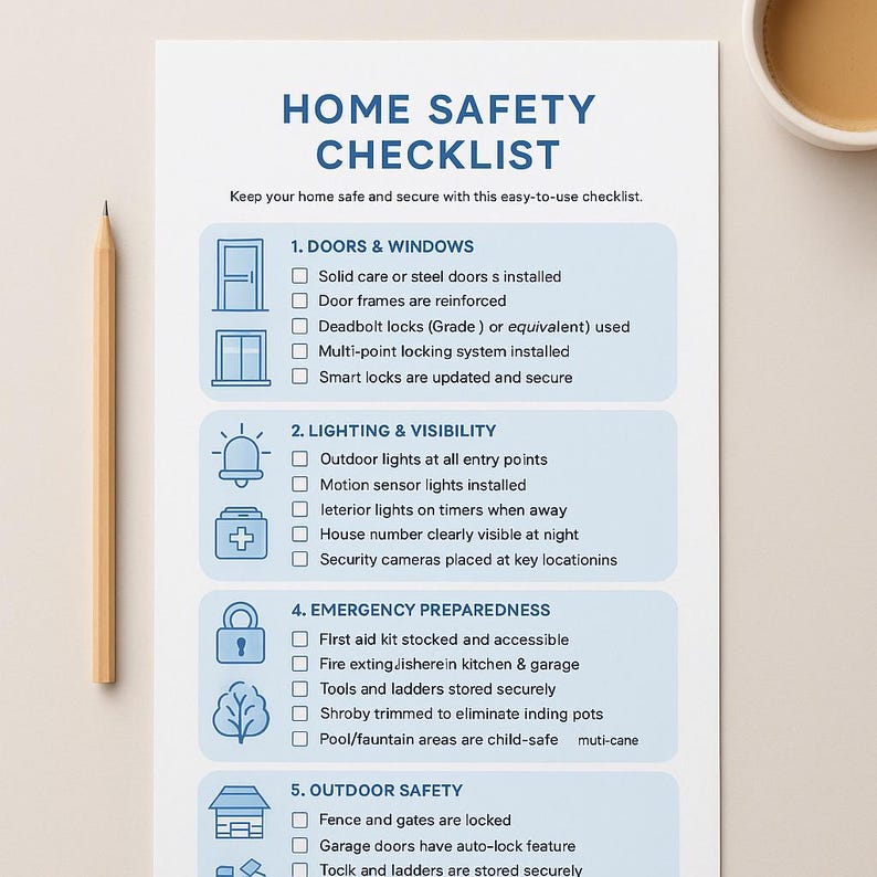 Home Safety Checklist Printable – A4 PDF | House Security Checklist ...