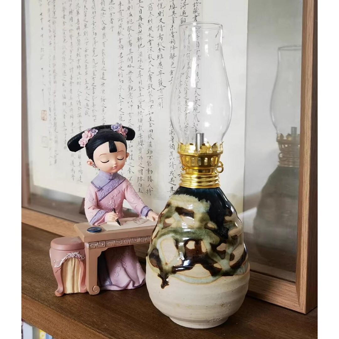 200ml Oil Lamp, Handmade Ceramic Painted Oil Lamp, Exquisite Blue ...