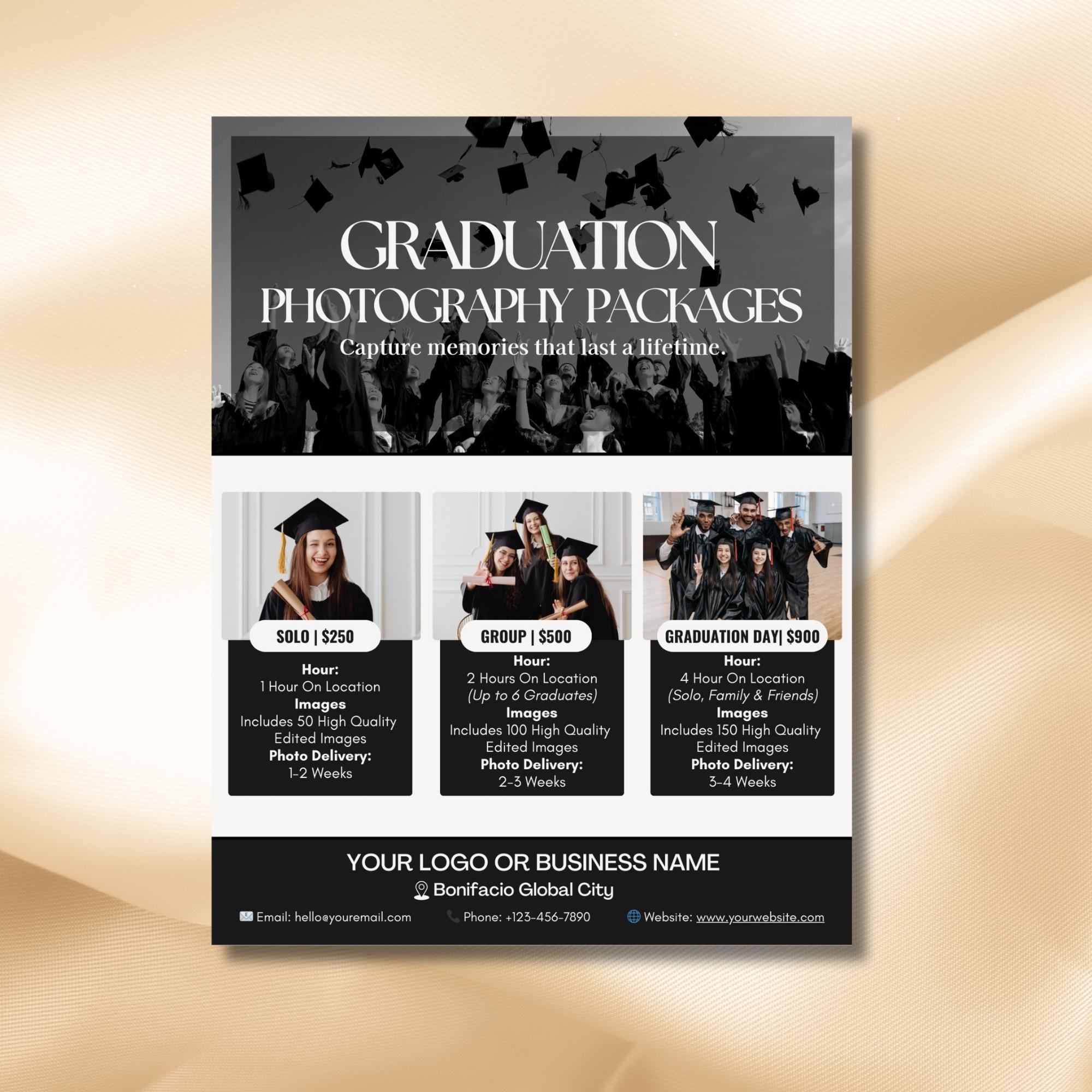 Graduation Photography Packages Canva Template | Editable 8.5x11 ...