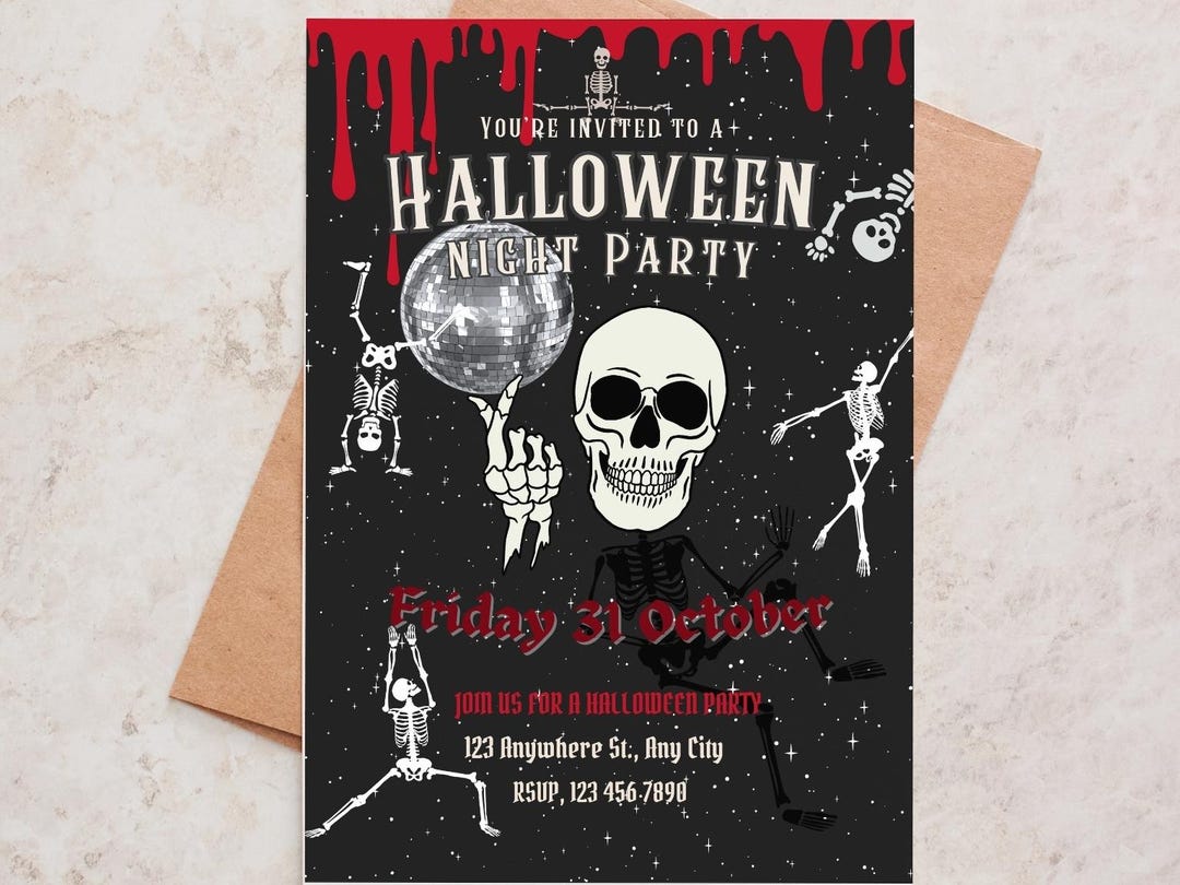 Halloween Disco Party Invitation: Spooky Glow Dance, Editable Canva ...