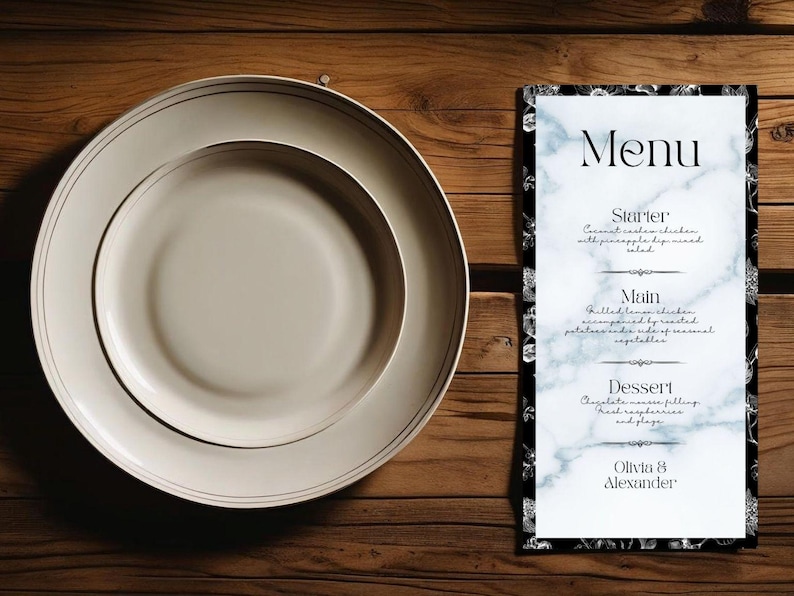 Elegant Marble Menu Template: Modern Printable Design (digital Download ...
