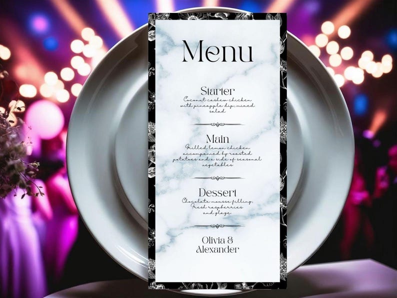 Elegant Marble Menu Template: Modern Printable Design (digital Download ...