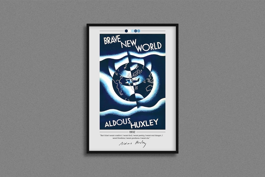 Brave New World Book Cover Poster | Aldous Huxley | Brave New World ...