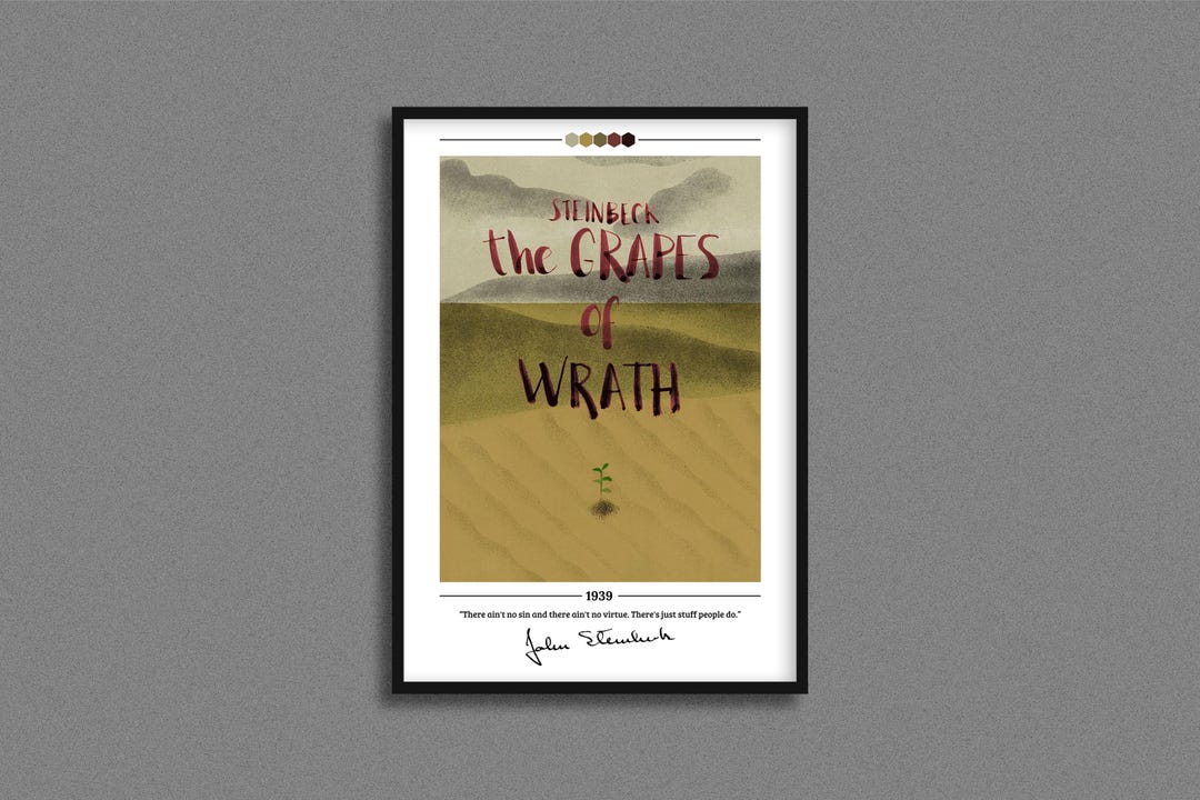 The Grapes of Wrath Book Cover Poster | John Steinbeck | the Grapes of ...