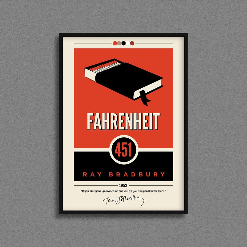 Book Cover Posters Fahrenheit 451 - Etsy
