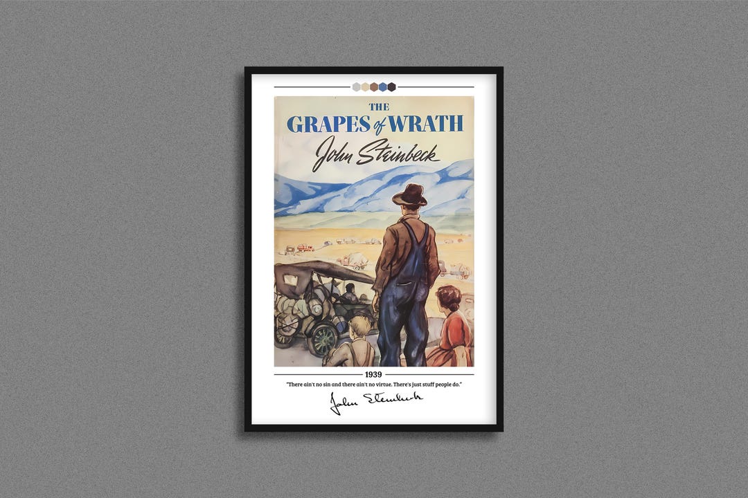 The Grapes of Wrath Book Cover Poster | John Steinbeck | the Grapes of ...
