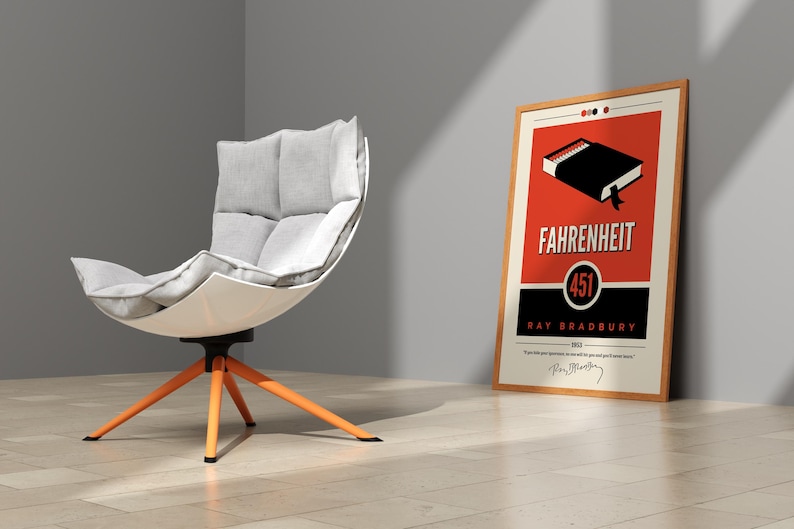 Fahrenheit 451 Book Cover Poster | Ray Bradbury | Fahrenheit 451 Poster ...
