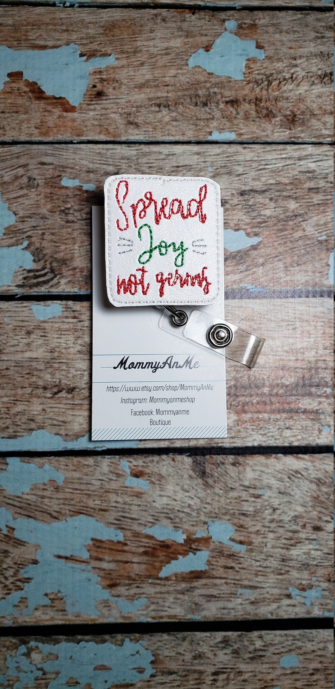 Spread Joy Not Germs Christmas Badge Reel, Retractable ID Badge Holder ...