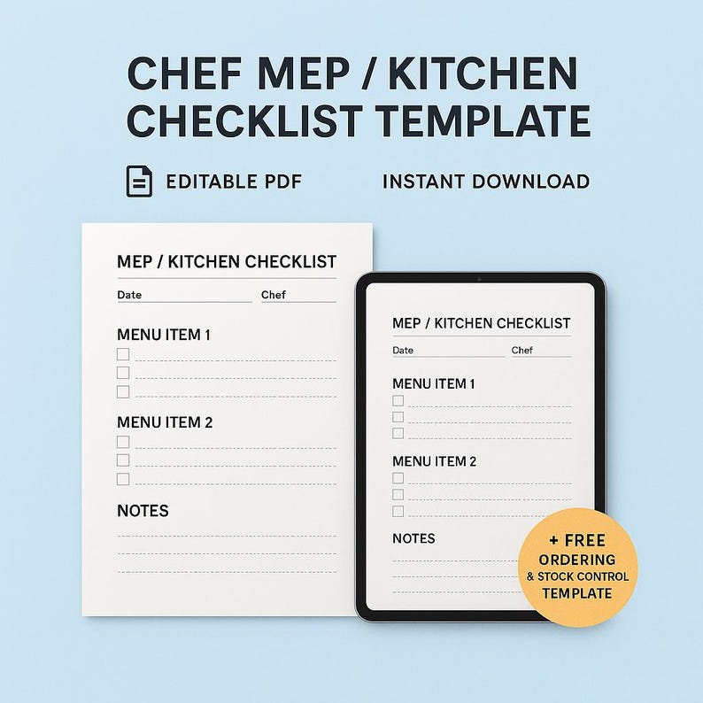 Kitchen Prep Organizer | Editable MEP Chef Planner | Printable ...