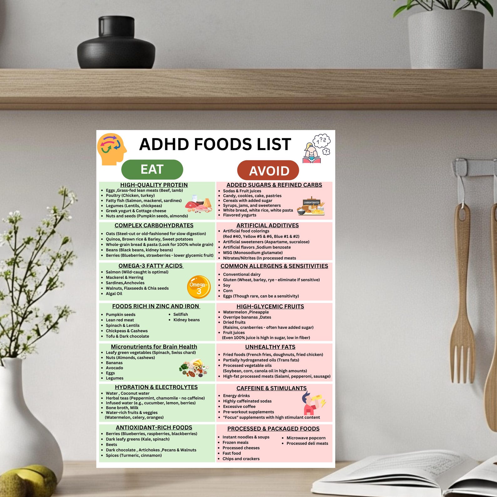 ADHD Food List Printable | Focus & Brain Boost Nutrition Guide ...