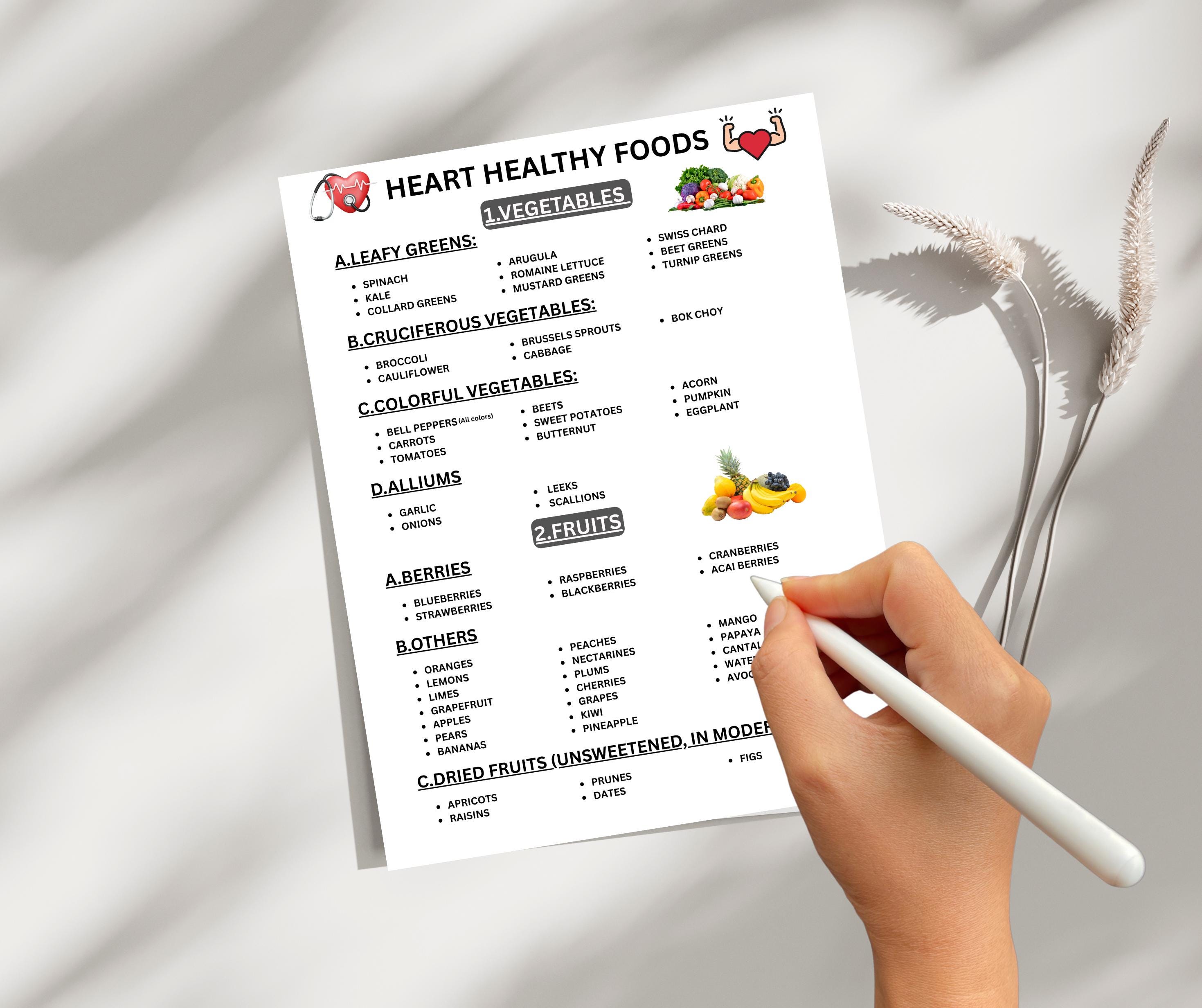 Heart Healthy Foods List PDF | Cholesterol & Blood Pressure Diet Guide ...