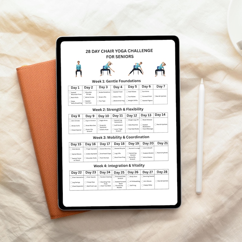 Chair Yoga Challenge: 28-day Printable Guide for Seniors - Etsy