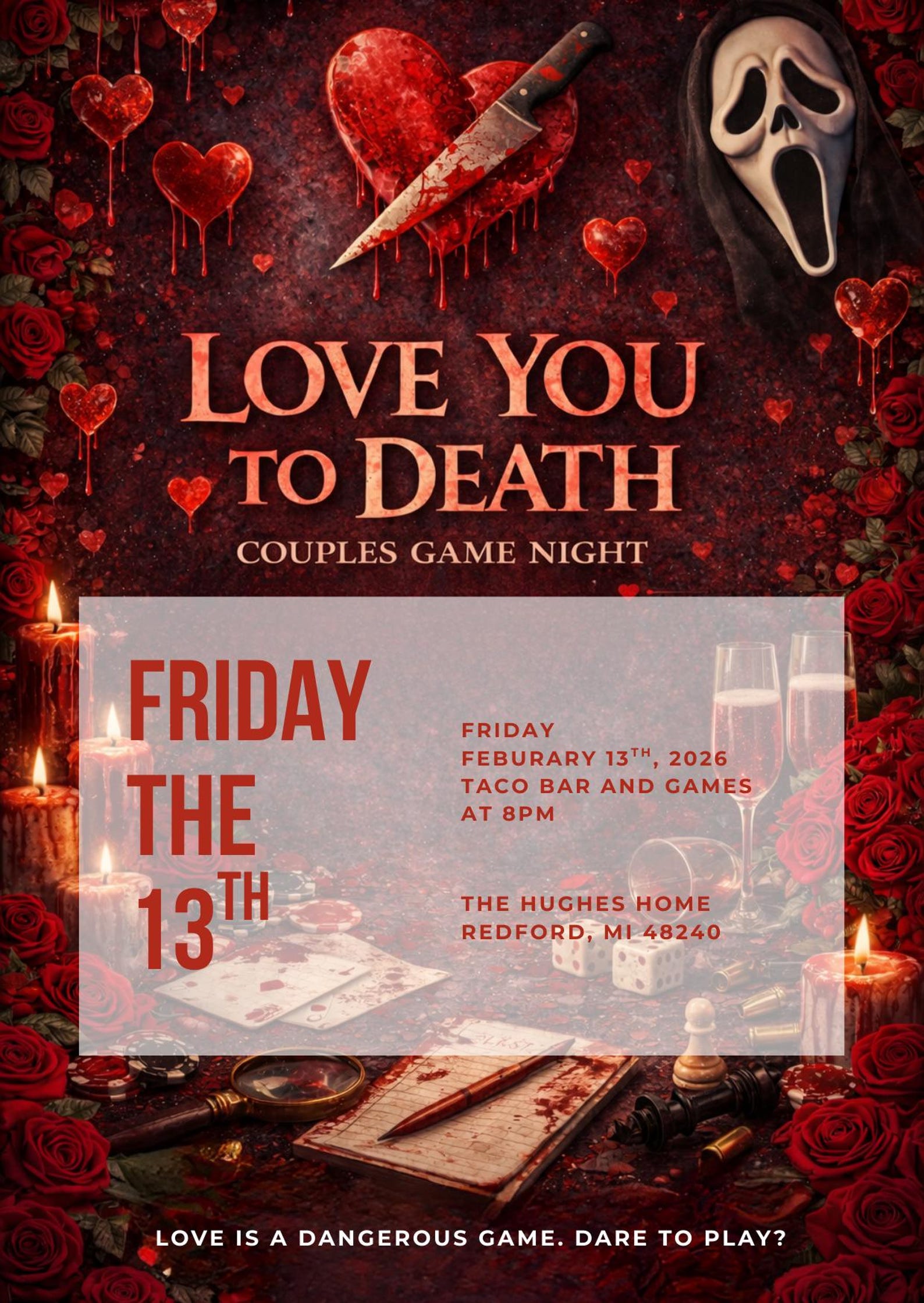 Love You to Death Couples Game Night Invitation | Friday the 13th ...