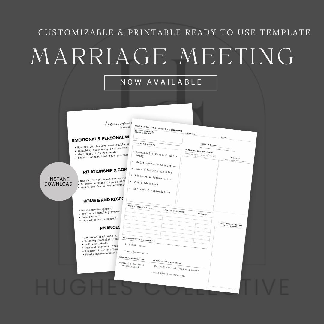 Marriage Meeting Planner Printable | Couple Budget & Goals Template - Etsy