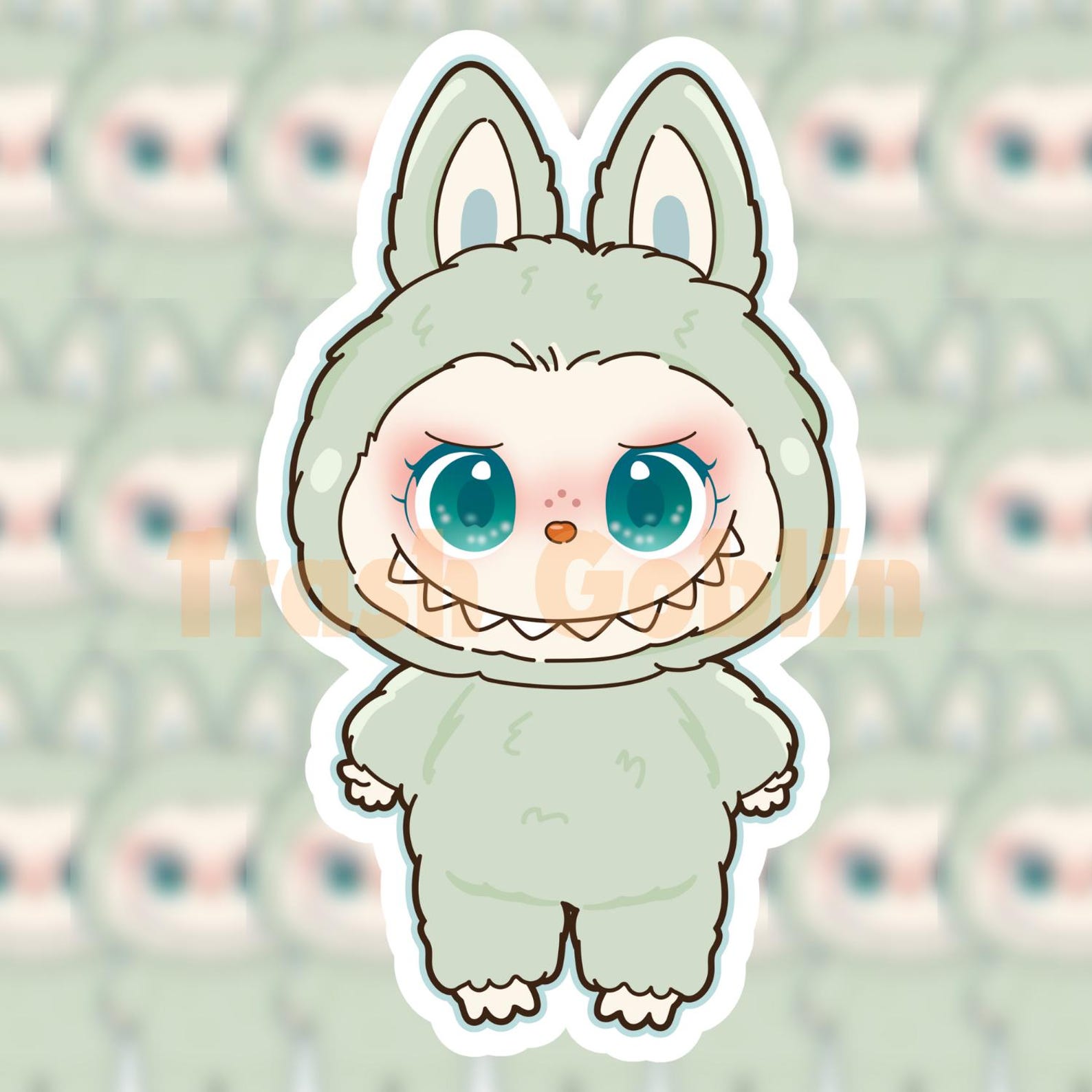 Pastel Green Labubu Sticker - Etsy
