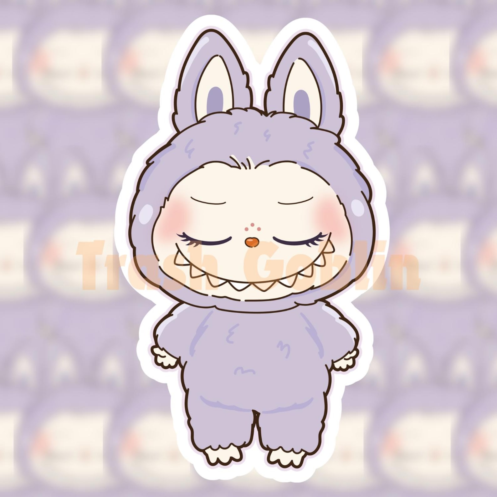 Pastel Purple Closed Eyes Labubu Sticker - Etsy