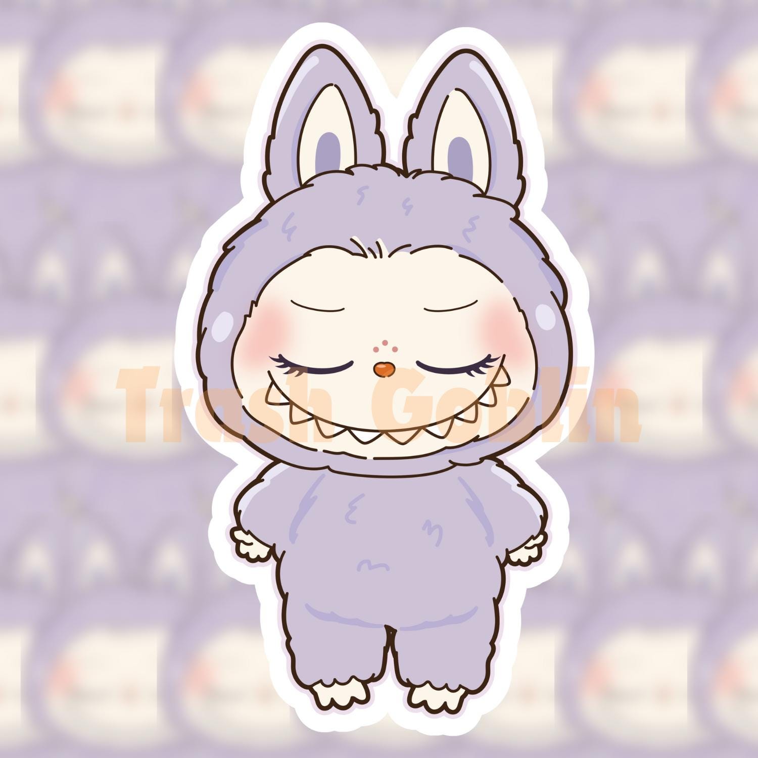 Pastel Purple Closed Eyes Labubu Sticker - Etsy