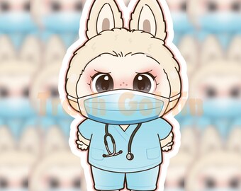 Labubu Healthcare Worker AMA Sticker - Funny Medical Sticker - Kawaii ...