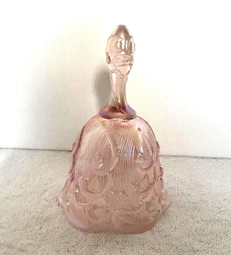 Vintage Fenton Pink Iridescent Art Glass Bell, Lily of the Valley ...