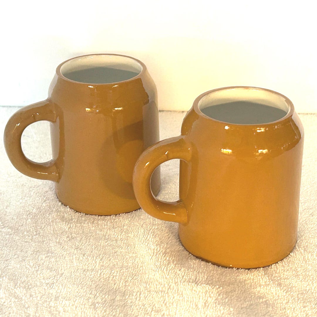 Antique Set of 2 Villeroy & Boch Mettlach Stoneware Steins 3 1/2" Tall ...