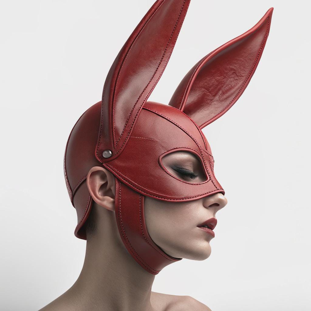 Rabbit Face Mask, Rabbit Mask, Leather Mask, Leather Face Mask, Bunny ...