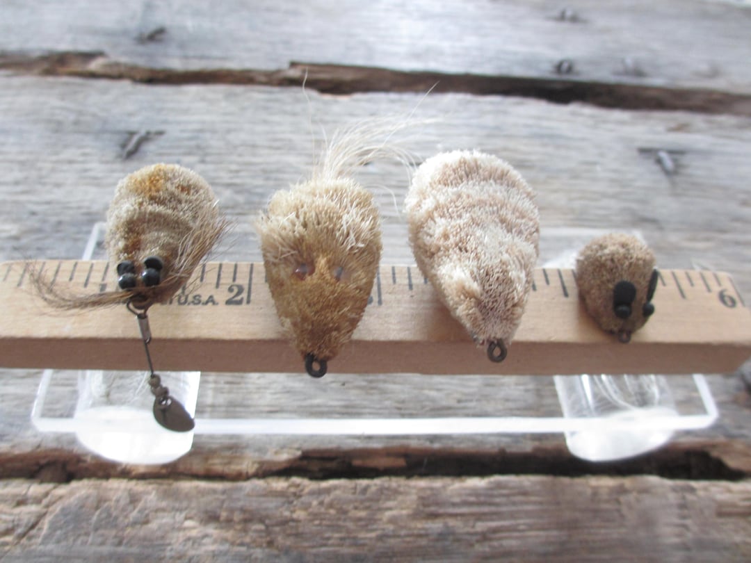 Vintage Fishing Lures / 4 Handtied Flyrod Deer Hair Mouse Lures... Doc ...