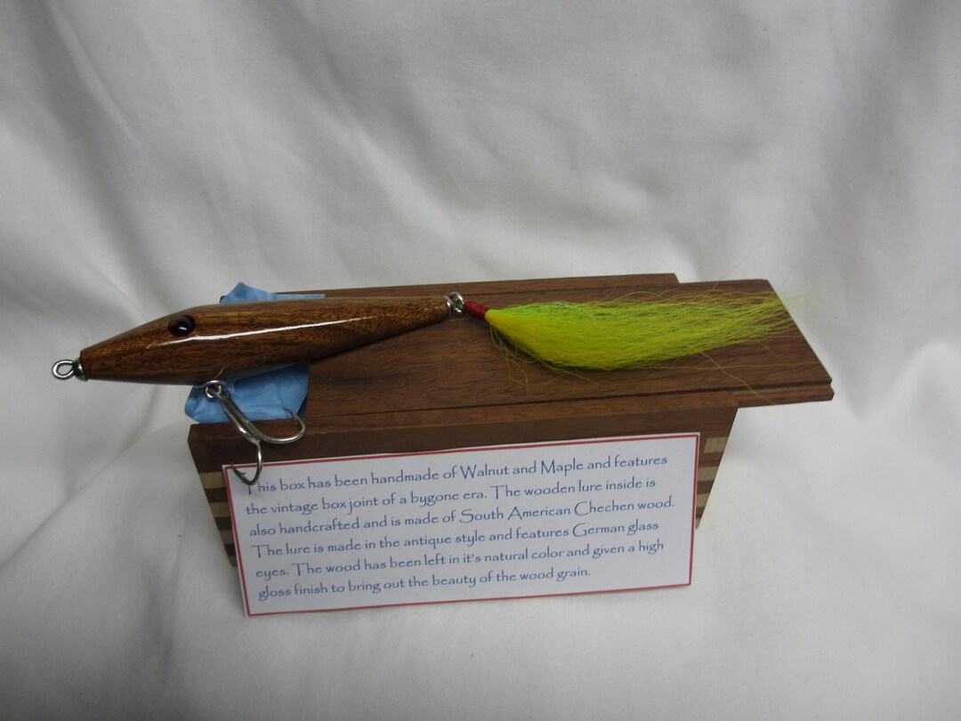 Vintage Fishing Style Lure and Box OZZYLURE Walnut and Maple Box ...