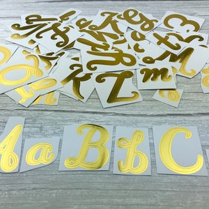 Gold Cursive Letter Stickers: Foil Alphabet Decals - Etsy