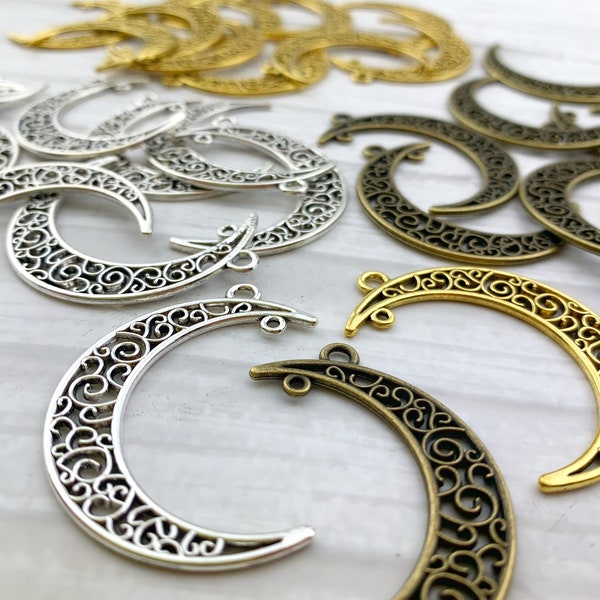 Filigree Moon Connector - Etsy