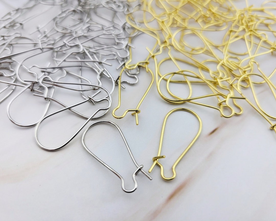 250pcs Kidney Wire Earrings - 24mm Gold Silver Earring Hook - Wholesale ...
