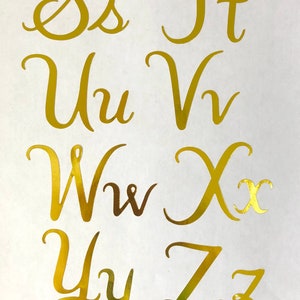 Gold Cursive Letter Stickers: Foil Alphabet Decals - Etsy