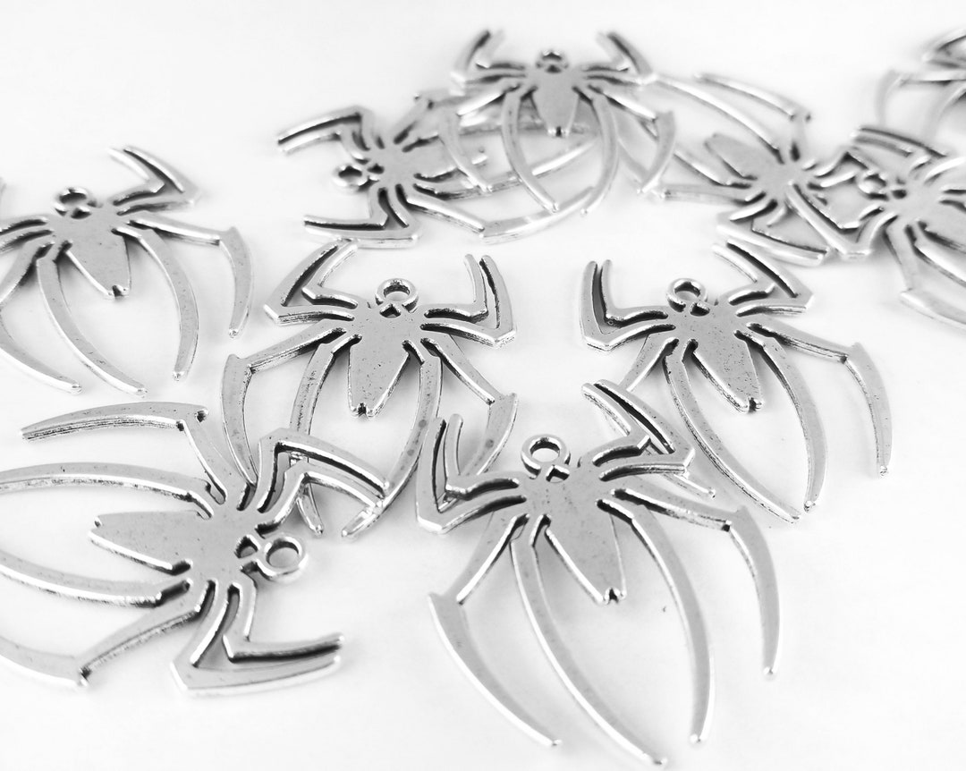 10pcs Silver Spider Charms - Halloween Charms - Spider Pendants ...